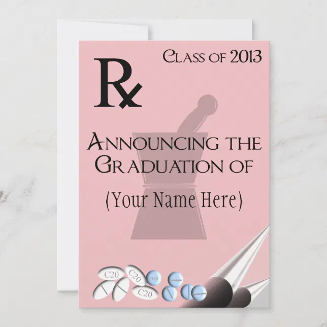 Pharmacist Graduation Invitations Rx Pad Design II | Zazzle