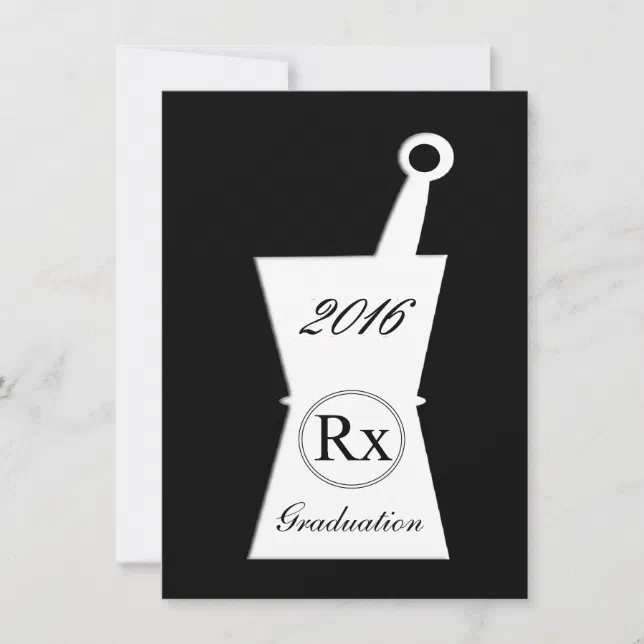 Pharmacist Graduation Party Black Invitation | Zazzle