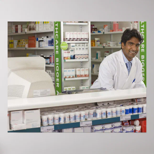 Pharmacist in a pharmacy poster | Zazzle