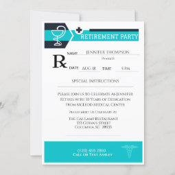 Pharmacist Medical Prescription Pad Retirement Invitation | Zazzle