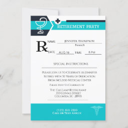 Pharmacist Medical Prescription Pad Retirement Invitation | Zazzle