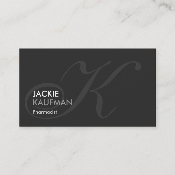 Pharmacist - Modern Swash Monogram Business Card | Zazzle