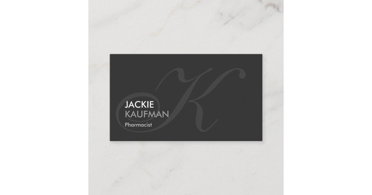 Pharmacist - Modern Swash Monogram Business Card | Zazzle