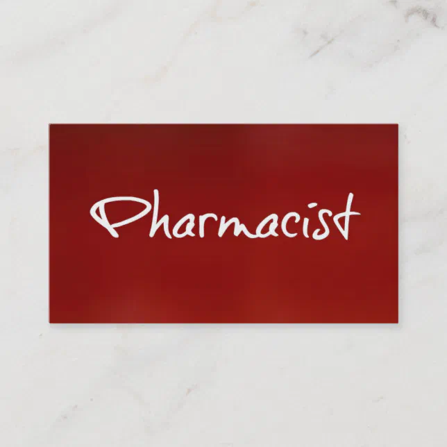 Pharmacist Red Business Card | Zazzle