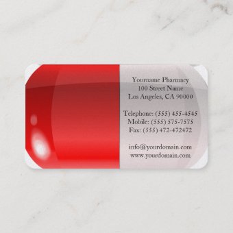 PHARMACIST - red pill pharmacy Business Card | Zazzle