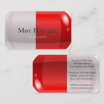 PHARMACIST - red pill pharmacy Business Card | Zazzle