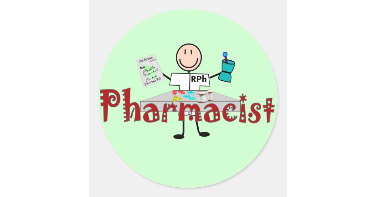 Pharmacist Stick Person--Gifts Classic Round Sticker | Zazzle