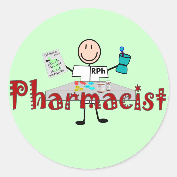 Pharmacist Stick Person--Gifts Classic Round Sticker | Zazzle