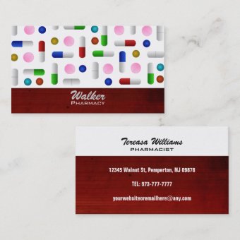 Pharmacy Business Cards -background changeable | Zazzle