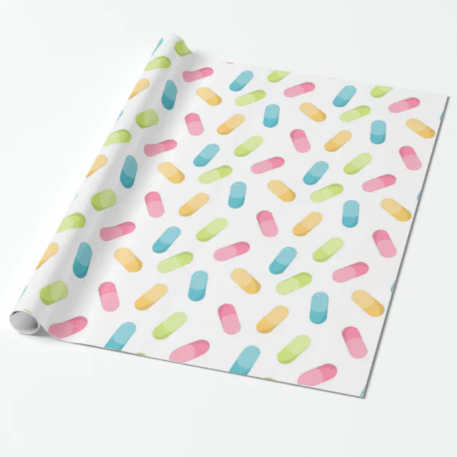 Pharmacy Colorful Pills Medical Wrapping Paper | Zazzle