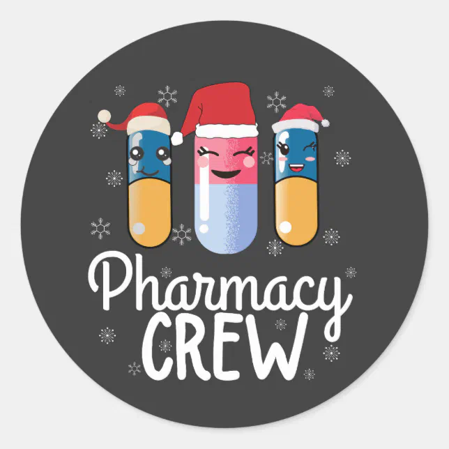 Pharmacy Crew. Pharmacist Christmas T-Shirt Classic Round Sticker | Zazzle