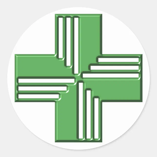 Pharmacy Cross Classic Round Sticker | Zazzle