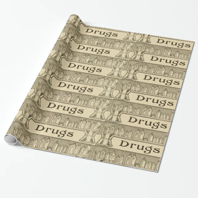 Pharmacy Drugs Medicine Vintage Retro Newspaper Ad Wrapping Paper | Zazzle