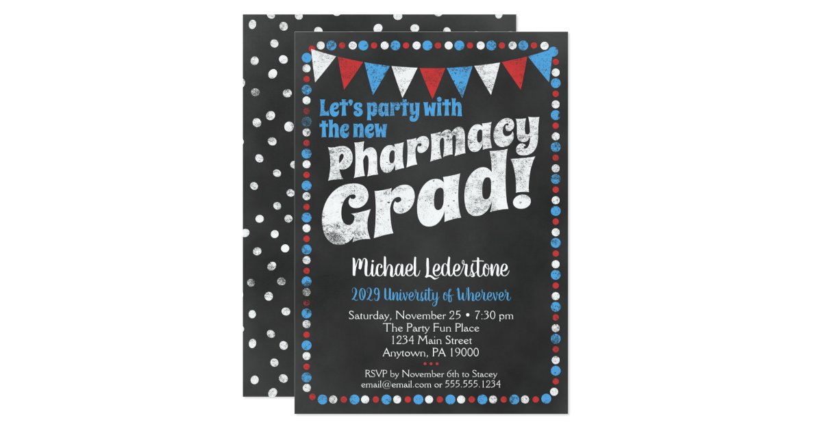 Pharmacy Graduation Party Invitation Red Blue | Zazzle.com