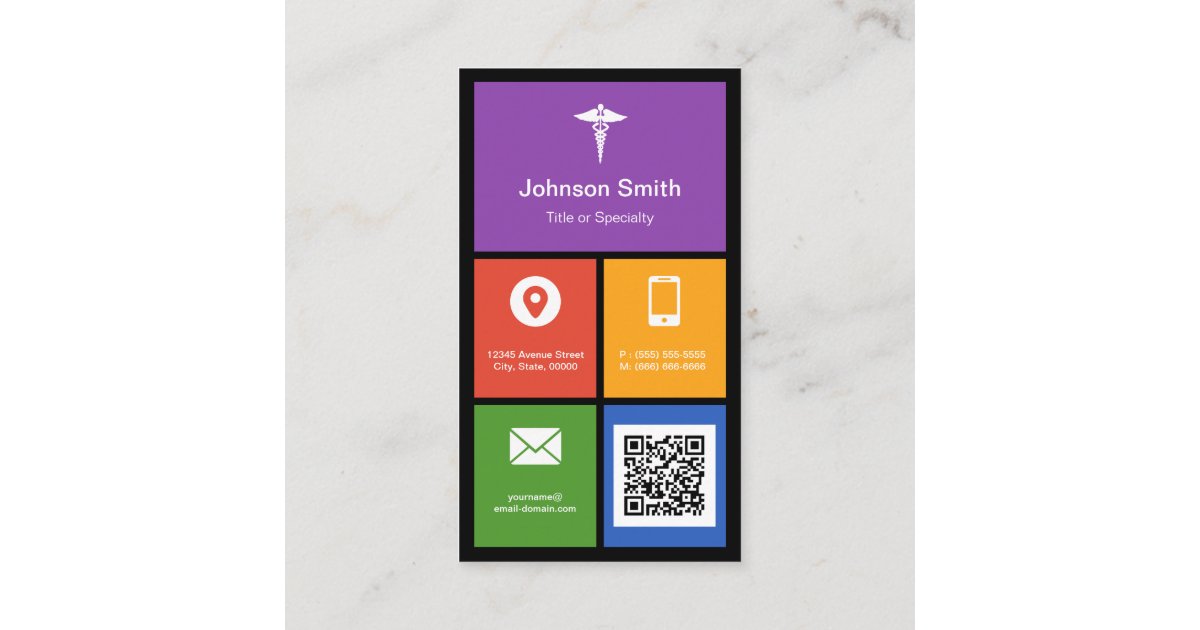 Pharmacy Medical Symbol - Colorful Tiles QR Code Business Card | Zazzle