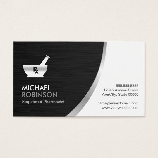 Pharmacy Pharmacist Logo - Modern Black Silver Business Card | Zazzle.com