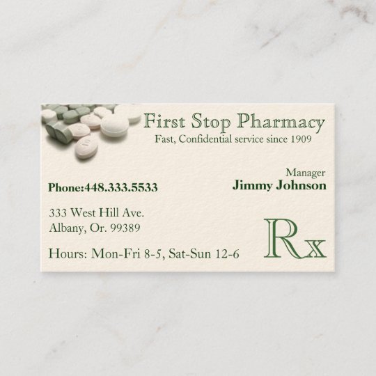 Pharmacy Pharmacist Medication Business Card | Zazzle.com