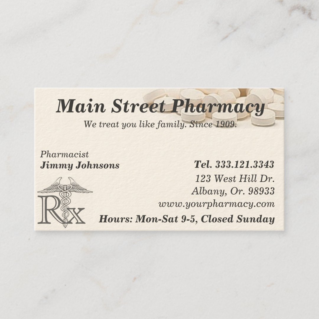 Pharmacy Pharmacist Medication List Business Card | Zazzle