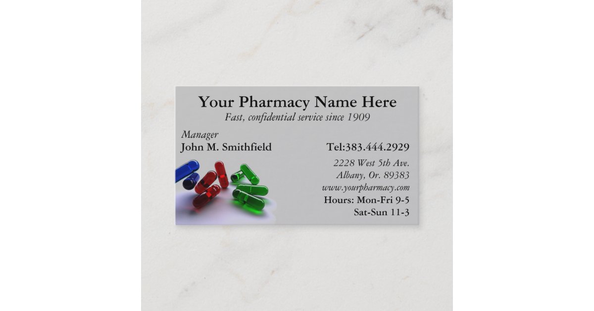 Pharmacy Pharmacist Medication List Business Card | Zazzle
