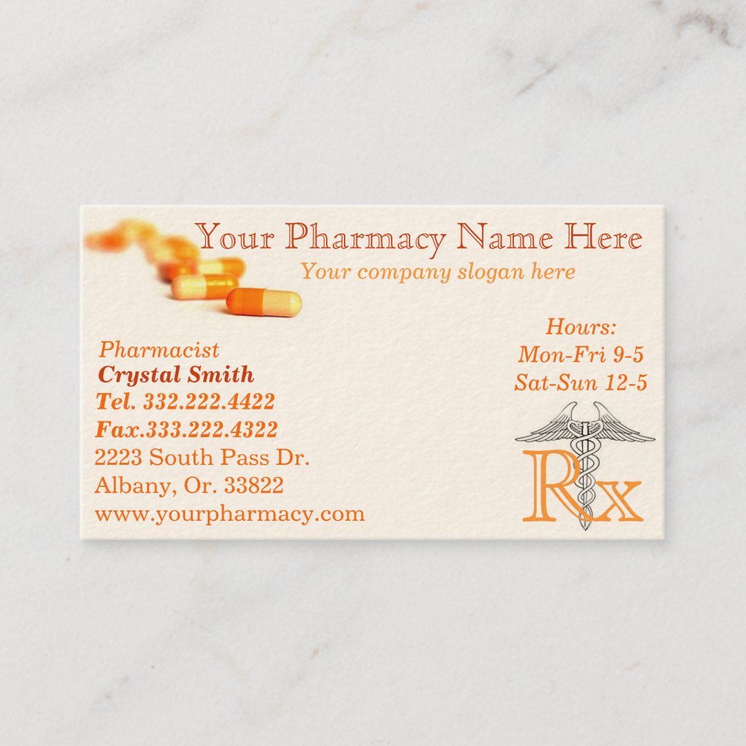 Pharmacy Pharmacist Medication List Business Card | Zazzle