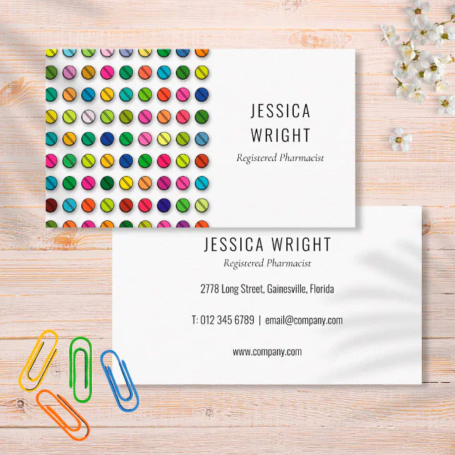 Pharmacy Pharmacist Modern Colorful Pills Business Card | Zazzle