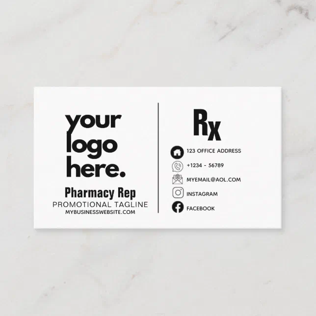 Pharmacy Rep Medical Custom Branded Business Card | Zazzle