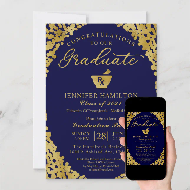 Pharmacy School Graduation Party Invitation | Zazzle