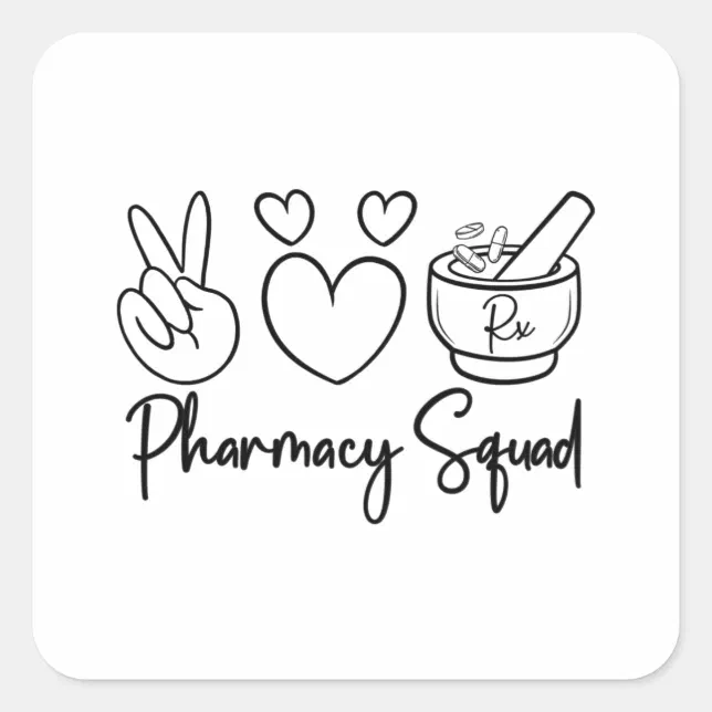 Pharmacy Squad Medicine Pharmacist Technician Tech Square Sticker | Zazzle