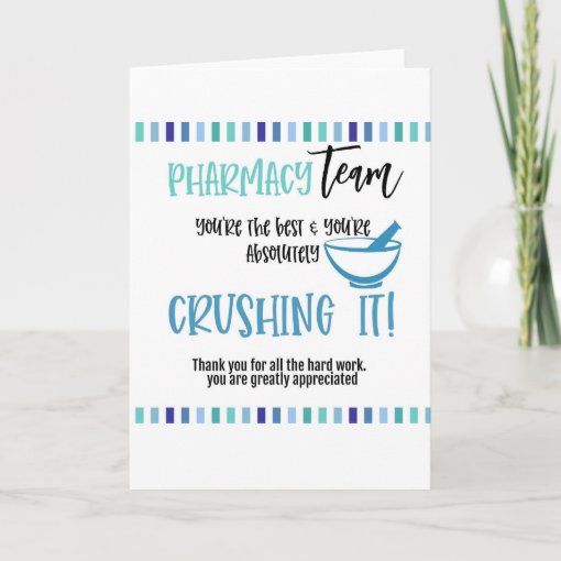 Pharmacy team thank you card | Zazzle