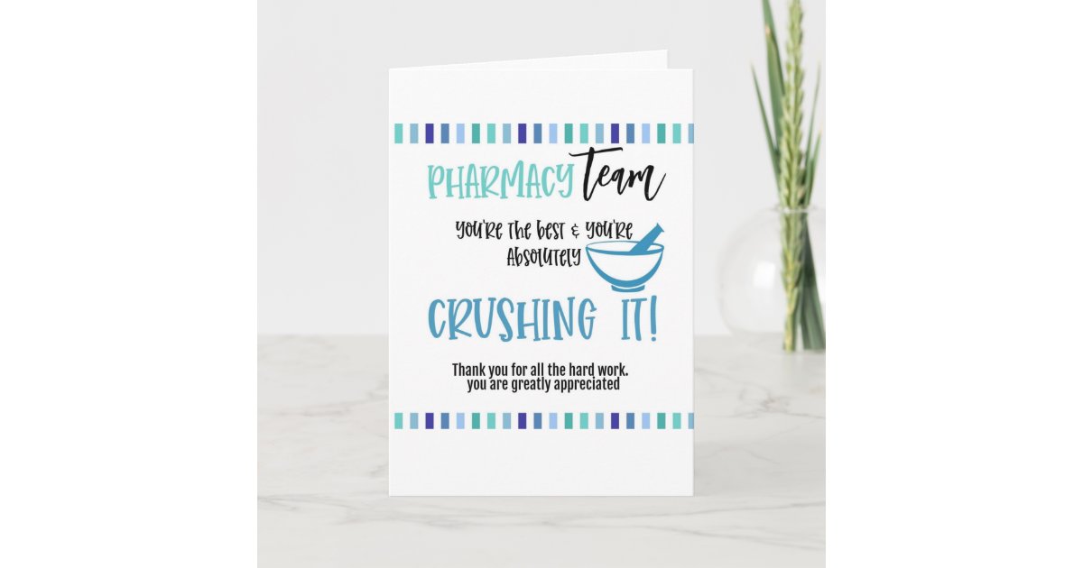 Pharmacy team thank you card | Zazzle