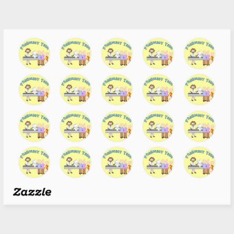 Pharmacy Tech Gifts Stick People Design Classic Round Sticker | Zazzle