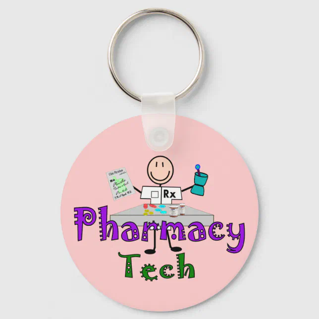 Pharmacy Tech Stick People Design Gifts Keychain | Zazzle