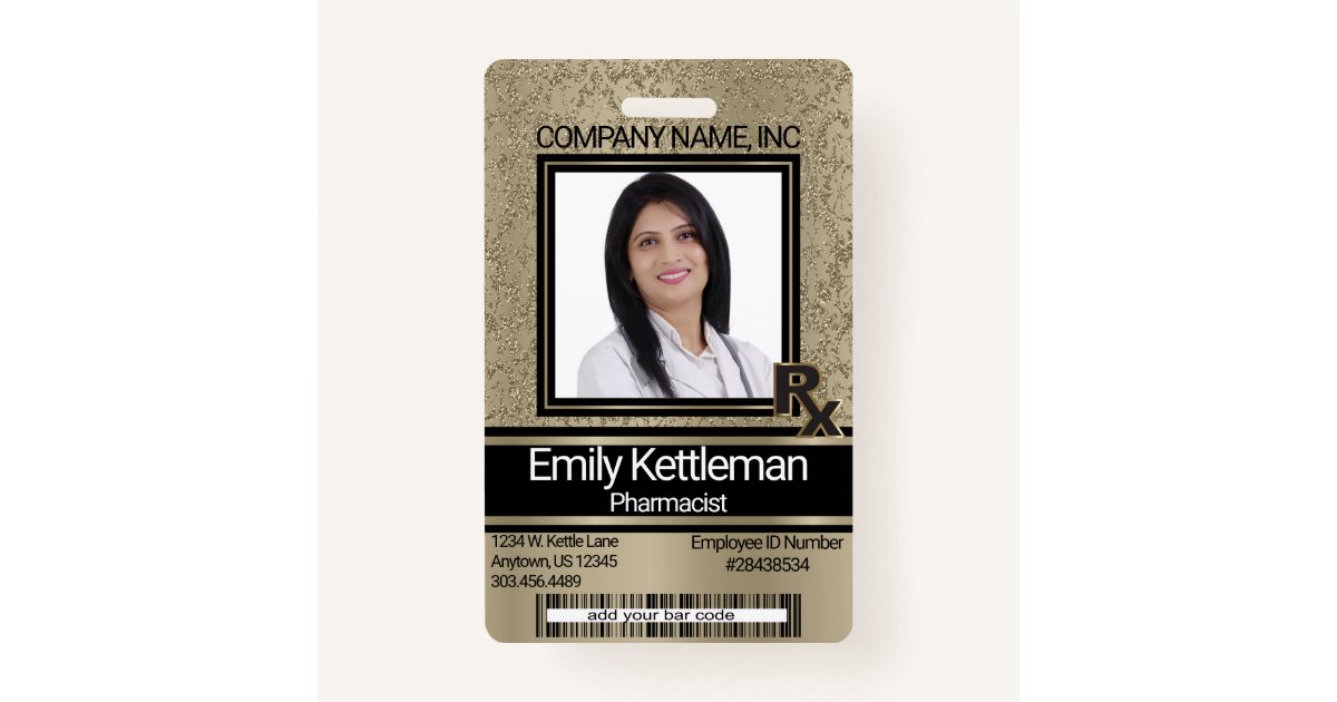 Pharmacy Technician Photo Badge - Gold | Zazzle