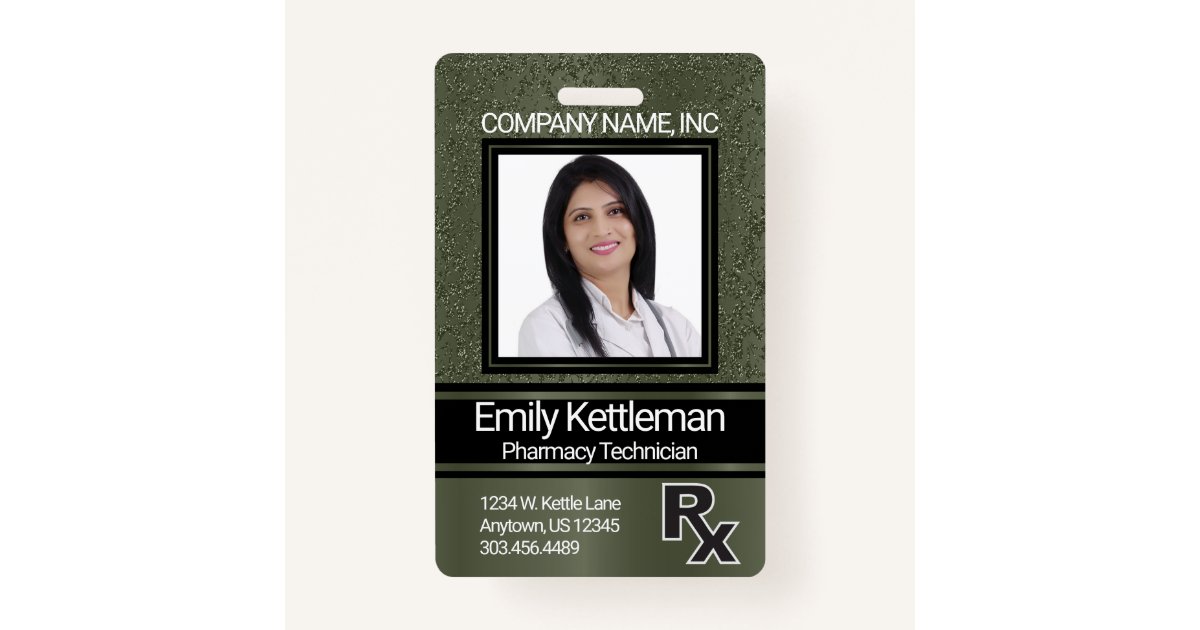 Pharmacy Technician Photo Badge - Green | Zazzle