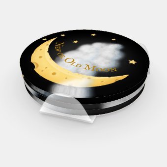 Phases of the Cheese Moon in Pitch Black Sky Coaster Set | Zazzle