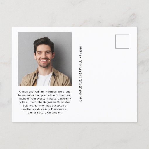 PhD 5 Photo Doctorate Degree Graduation Announcement Postcard | Zazzle