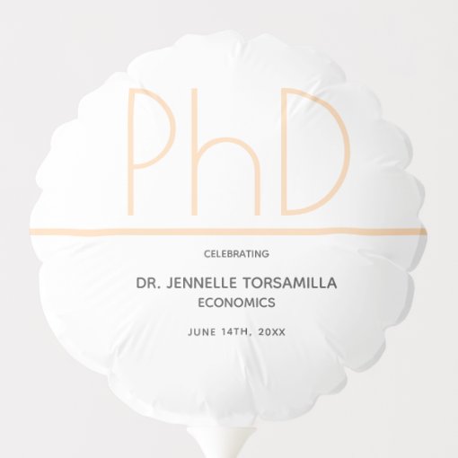PhD degree Cream White Gray Graduation Party Balloon | Zazzle