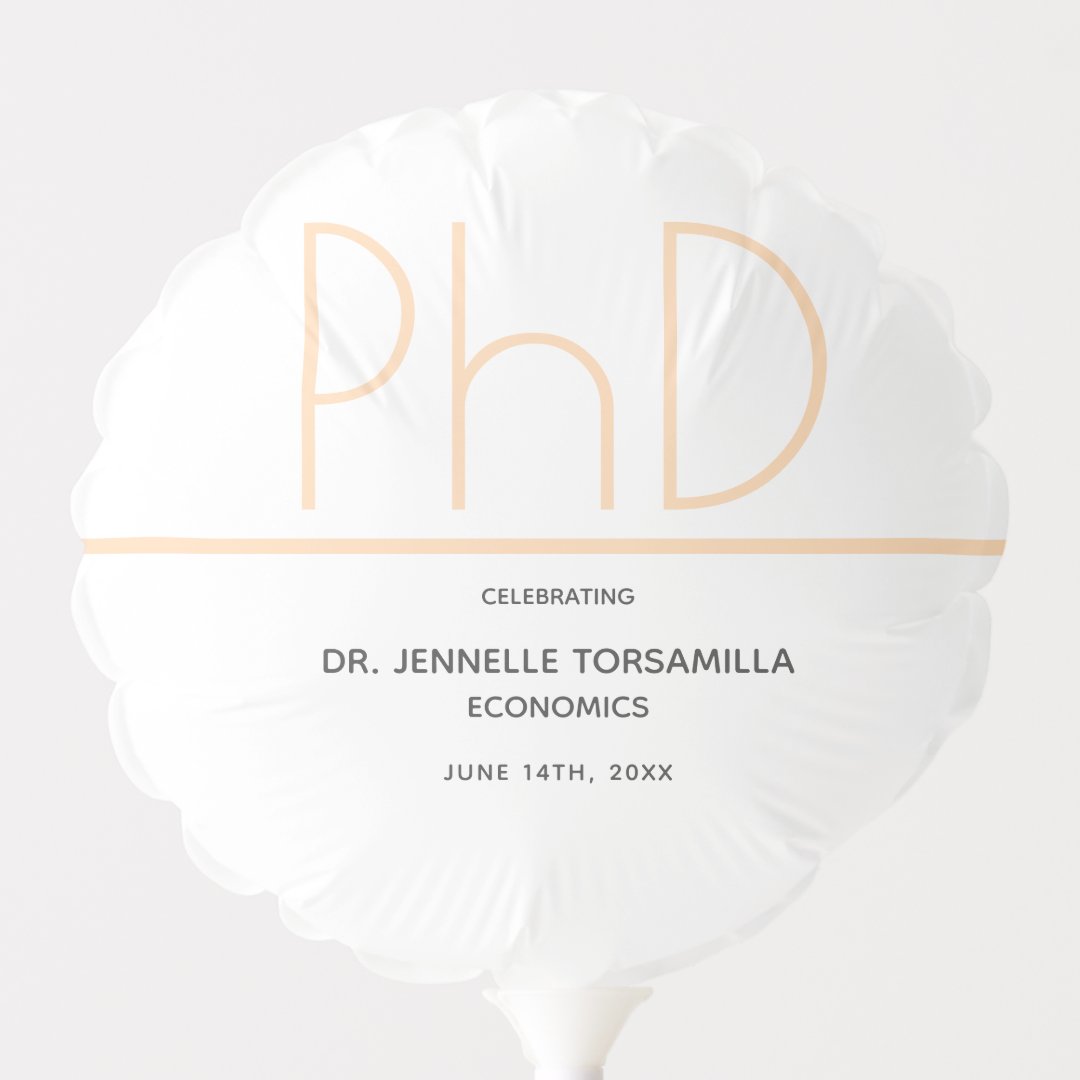 PhD degree Cream White Gray Graduation Party Balloon | Zazzle