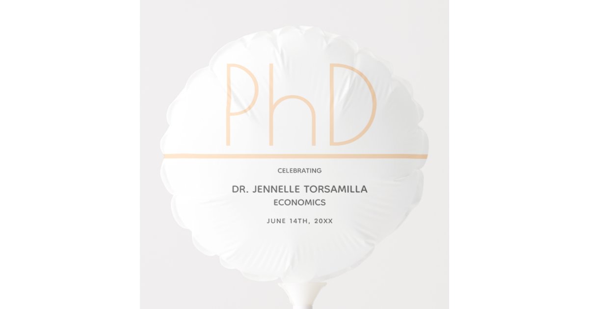 PhD degree Cream White Gray Graduation Party Balloon | Zazzle