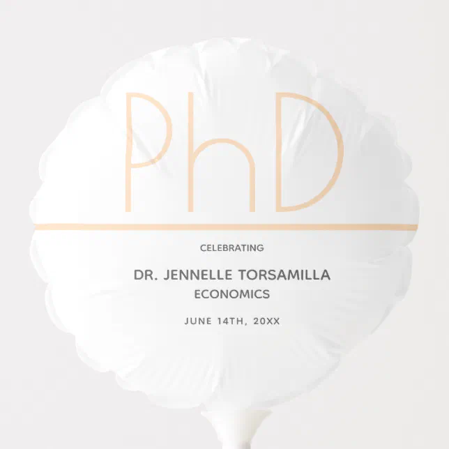PhD degree Cream White Gray Graduation Party Balloon | Zazzle