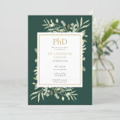 Phd Degree Emerald Greenery Photo Graduation Invitation | Zazzle