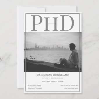 PhD degree Graduate Photo Graduation Party Invitation | Zazzle