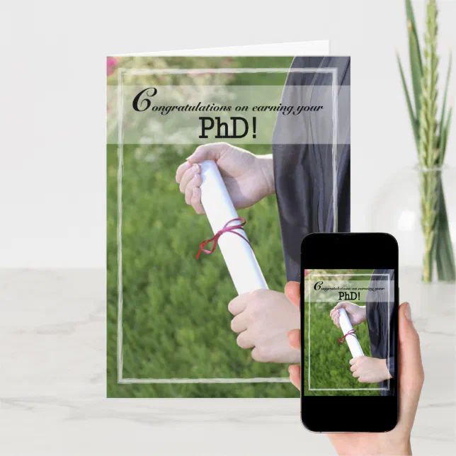 PHD Degree Graduation Congratulations, Diploma Card | Zazzle