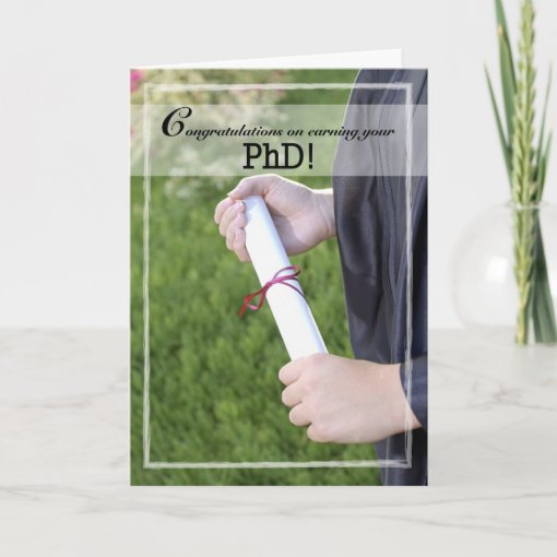 PHD Degree Graduation Congratulations, Diploma Card | Zazzle