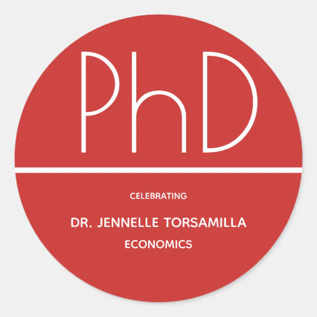 PhD degree Graduation Party Classic Round Sticker | Zazzle