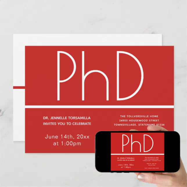 PhD degree Graduation Party Invitation | Zazzle