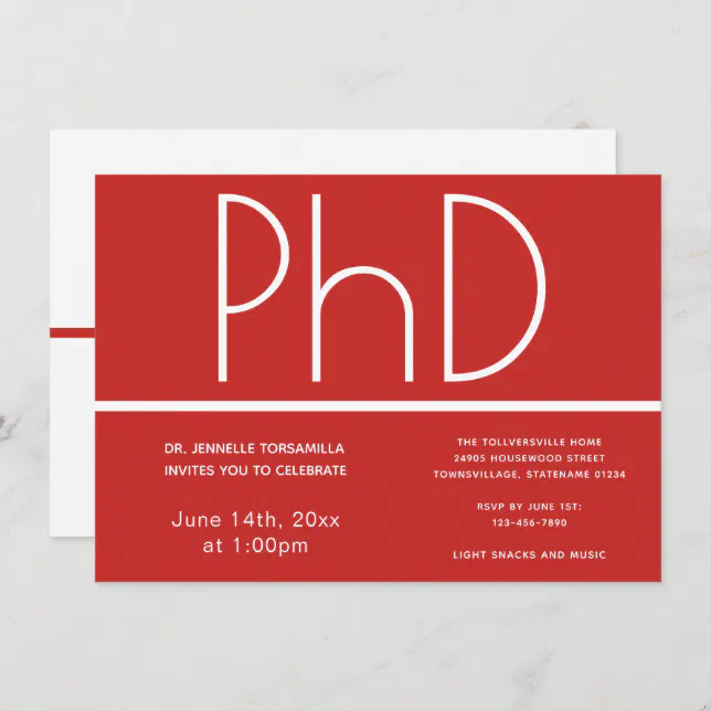 PhD degree Graduation Party Invitation | Zazzle