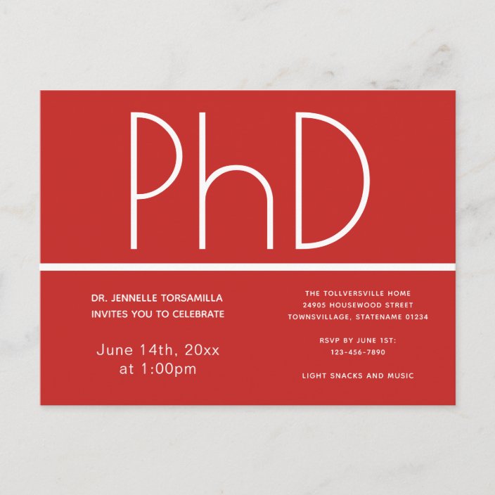 PhD degree Graduation Party Invitation Postcard | Zazzle.com