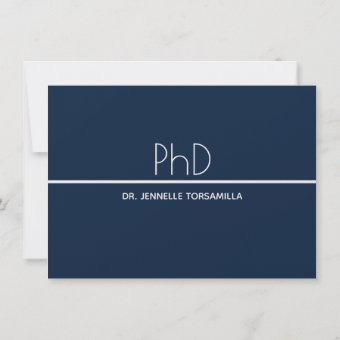 PhD degree Photo Announcement Blue White | Zazzle