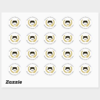 PhD Doctor Graduate Beefeater Tam Gold Wreath Classic Round Sticker ...